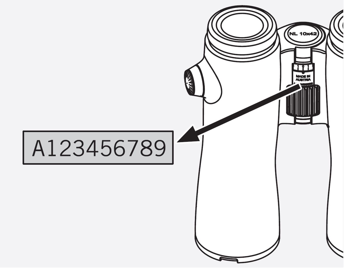 Where can I find the serial number of my NL Pure binoculars?